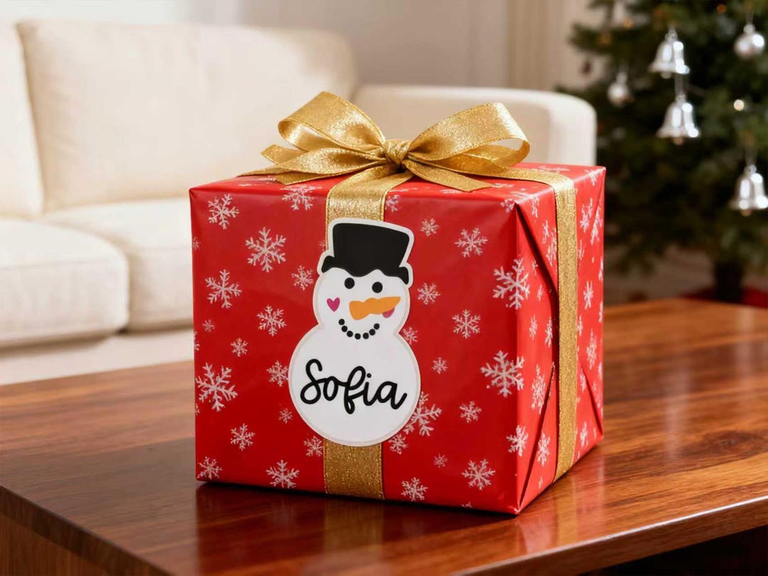 Personalized Snowman Christmas Name Labels, Custom Kids Gift Label ...