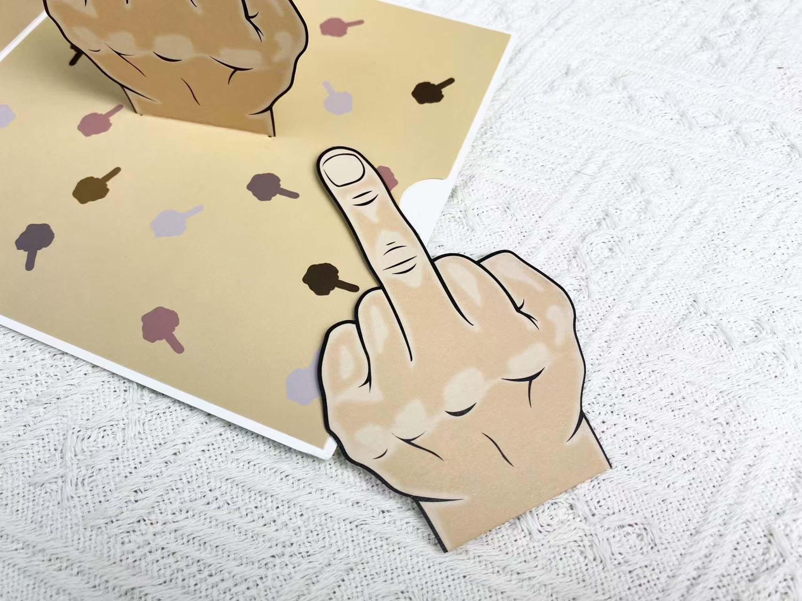 Funny Pop-up Middle Finger Greeting Card, Personalized 3D Middle Finger ...