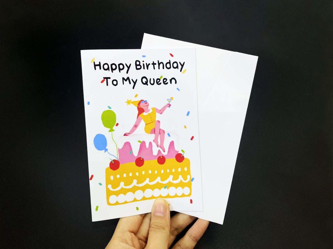 Happy Birthday to My Queen Greeting Card, Adorable Handmade Birthday ...