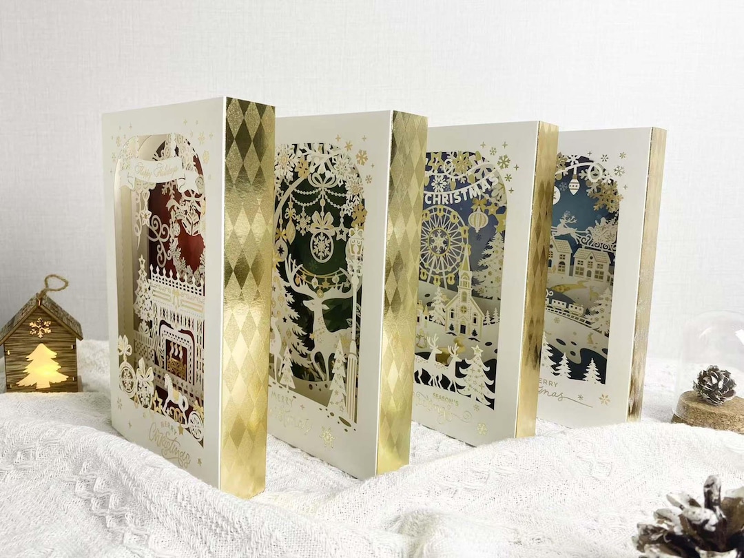 4pcs Personalized 3D Pop-up Christmas Card, Handmade Custom Snowman and ...