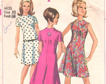 1960s Butterick 5368 Whirl Away Dress Pattern Wrap Dress Scoop Neck ...