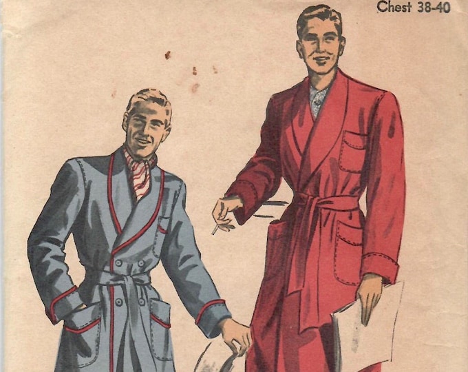 Advance 4936 1940s Mens Robe Pattern Lounging Double Breasted or Wrap ...
