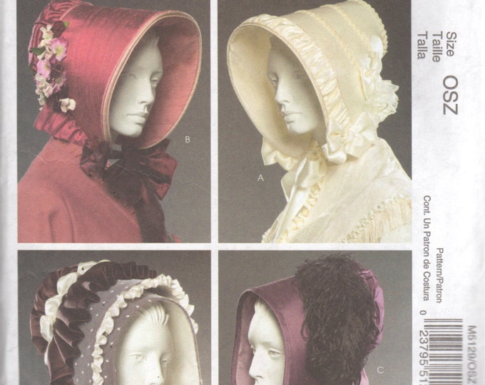 Mccalls 5129 Misses Historial Bonnets Pattern Civil War Victorian 1800s ...