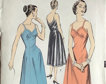 Butterick 6415 1950s Misses Nightgown Pattern Fitted Midriff Shaped ...