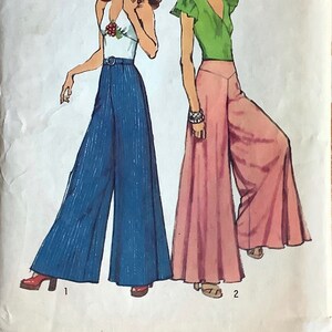 1970s Simplicity 5553 Junior Petite Wide Leg Pants Pattern High Waist ...