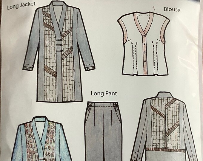 Grainline Gear 1522 Asian Style Jacket 2 Lngths Blouse Pants Pattern ...