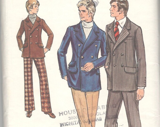 Butterick 6359 Double Breasted Jacket and Pants Pattern Mens Suit Wide ...