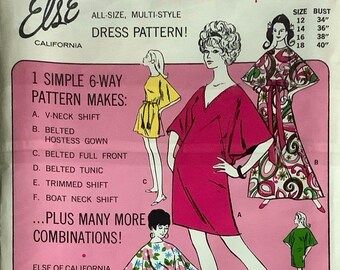 Butterick 3384 1970s Easy Sensational Pullover Misses CAFTAN Pattern ...
