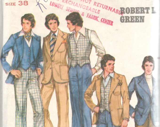 Butterick 4711 1970s Mens Western Style Jacket Vest and Pants Pattern ...
