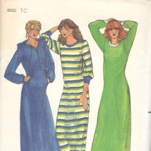 1980s Butterick 6844 Misses Nightshirt and Robe Pattern Maxi Muff ...