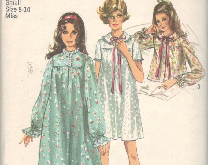Simplicity 8457 1960s Misses Peignoir Pattern Nightgown and Bedjacket ...