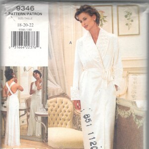 Vogue 9346 Misses Elegant Nightgown and Wrap Robe Pattern Criss Cross ...