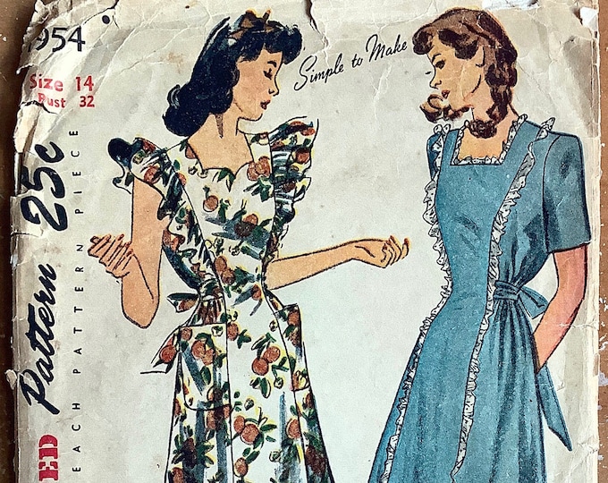 Simplicity 1954 1940s Princess Seam Maternity Dress or Pinafore Pattern ...