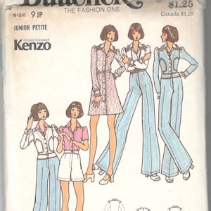 Butterick 3029 1970s Jr Misses Mod Dress Jacket Blouse Pants Shorts ...