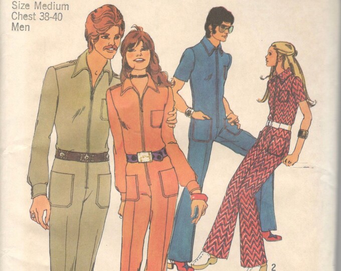 1970s Simplicity 9596 Mens Groovy JUMPSUIT Pattern for Knits - Etsy