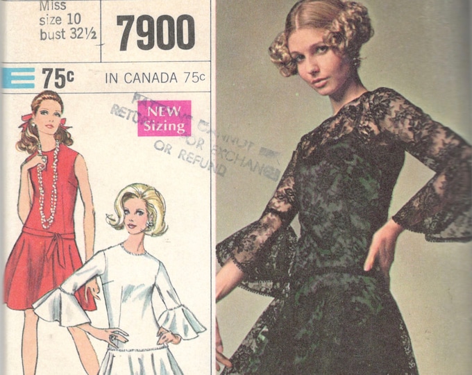 1960s Butterick 5368 Whirl Away Dress Pattern Wrap Dress Scoop Neck ...