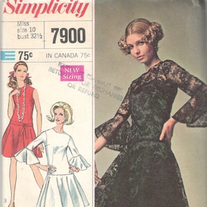 Simplicity 7900 1960s Misses Cocktail DRESS and Slip Pattern Designer ...