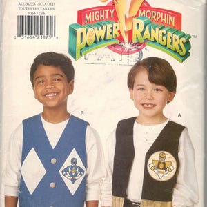 Butterick 4065 Childs POWER RANGER Easy Vest Pattern Iron ON Transfers ...