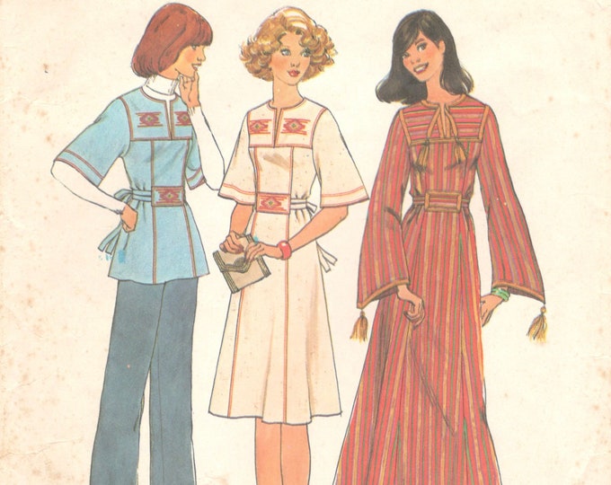 Butterick 3384 1970s Easy Sensational Pullover Misses CAFTAN Pattern ...