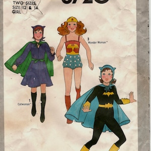 1970s Simplicity 8720 Childs Superheros Costume Catwoman Wonder Woman ...