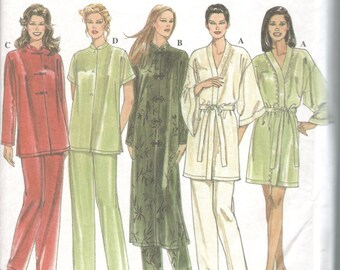 Vogue 7925 Misses Nightgown Shawl Collar Jacket Pattern Criss Cross ...