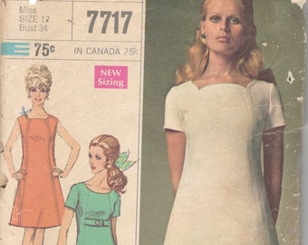 1960s Butterick 5368 Whirl Away Dress Pattern Wrap Dress Scoop Neck ...
