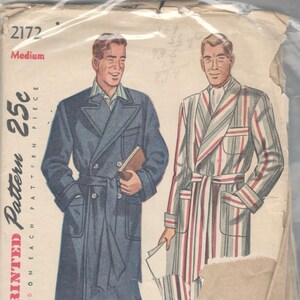 Simplicity 2172 1940s Mens Robe Pattern Lounging Robe Button or Wrap ...