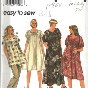 Simplicity 9548 V or Round Neck Pullover Caftan Tunic Top Dress Pattern ...