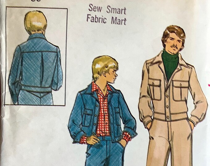 Butterick 4362 1970s Mens Jean Jacket Nd Pants Pattern Adult Vintage ...
