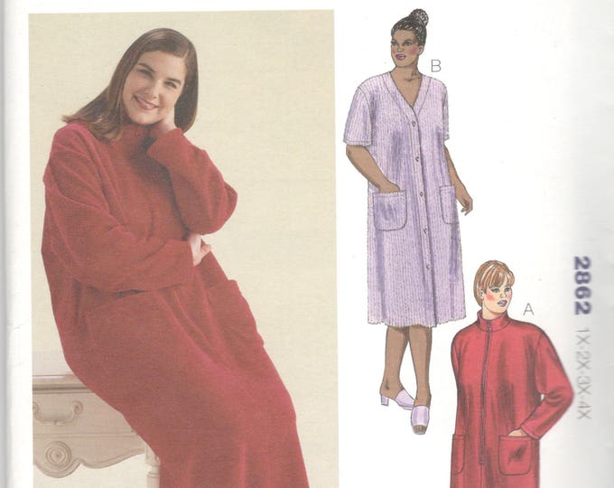 Kwik Sew 2862 Womens Comfy Robe Pattern Zip or Button Front Adult Teen ...