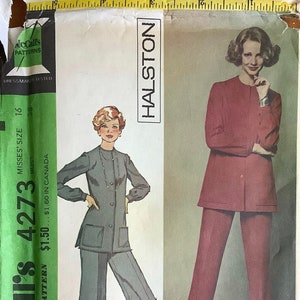 Mccalls 4273 1970s Designer Halston Misses Jacket and Pants Pattern ...