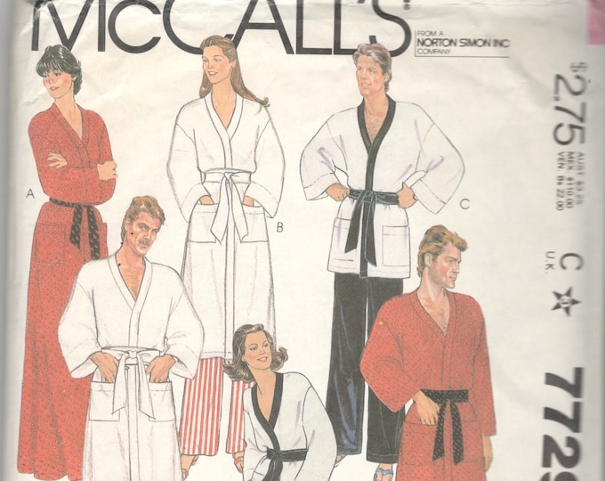 Simplicity 8958 80s Mens Womens Nightshirt Pattern Footed Drop Seat ...