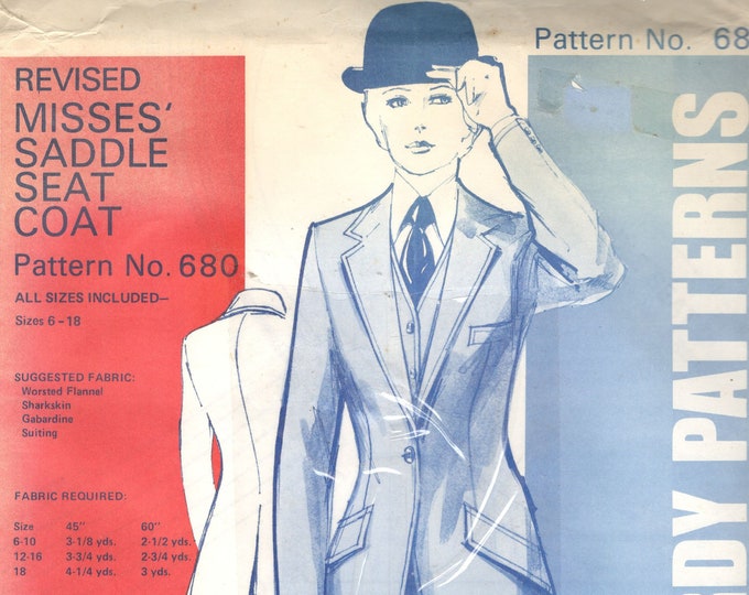 Jean Hardy 680 1970s Misses Saddle Seat Coat Pattern Show Apparel ...