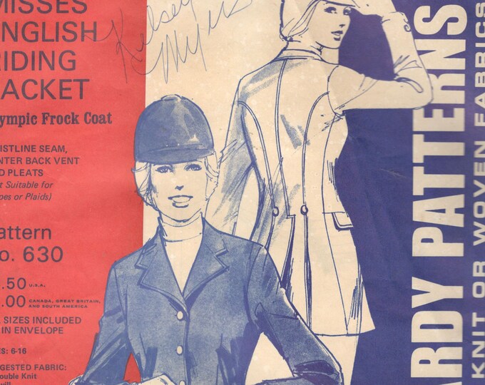 Jean Hardy 630 1970s Misses English Riding Jacket Pattern Frock Coat ...