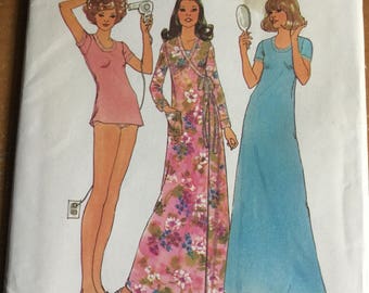 Simplicity 7238 1970s Misses Zip Front ROBE Pattern Womens Vintage ...