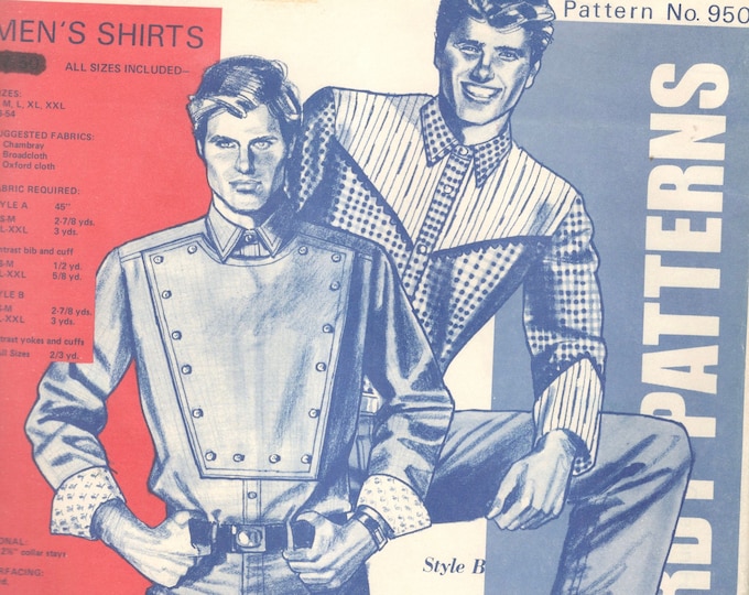 Vintage Simplicity 8441 Mens Western Shirt Pattern Snap on Bib Adult ...