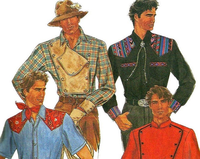 Vintage Simplicity 8441 Mens Western Shirt Pattern Snap on Bib Adult ...