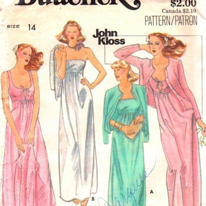 1970s Butterick 5703 Misses Empire Nightgown Strapless Evening Dress ...