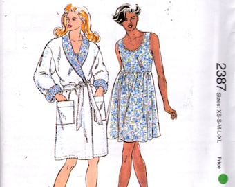 Kwik Sew 2822 Misses Lingerie Empire Cupped Nightgown Wrap Robe Pattern ...