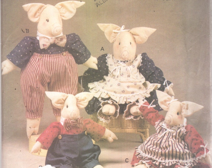 Butterick 6238 PIG and Piglet Dolls and Clothes Country Pigs 14 and 20 ...