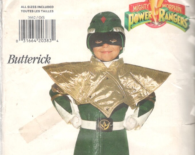 Butterick 3662 Boys Girls Teen Tommy Green POWER RANGER Zeo Costume ...