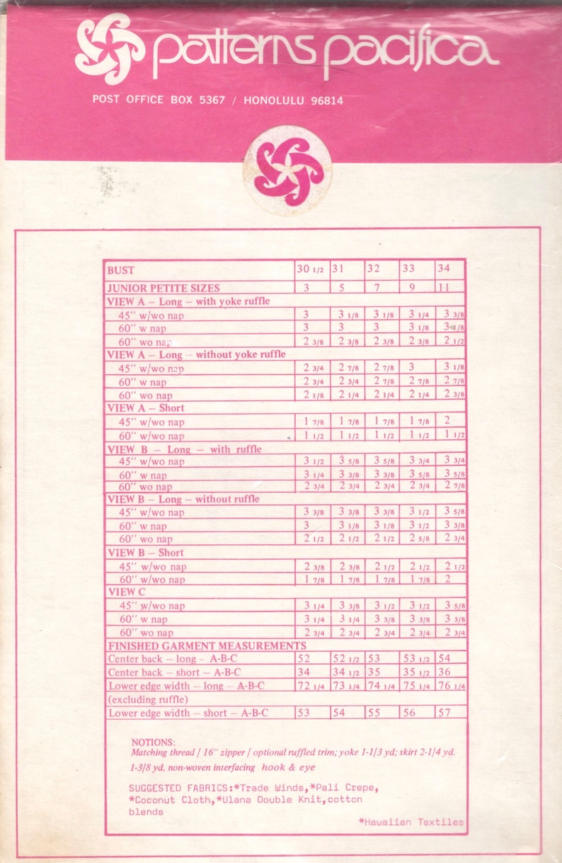 Patterns Pacifica 310 1970s Ring Collar Dress Pattern in Two - Etsy