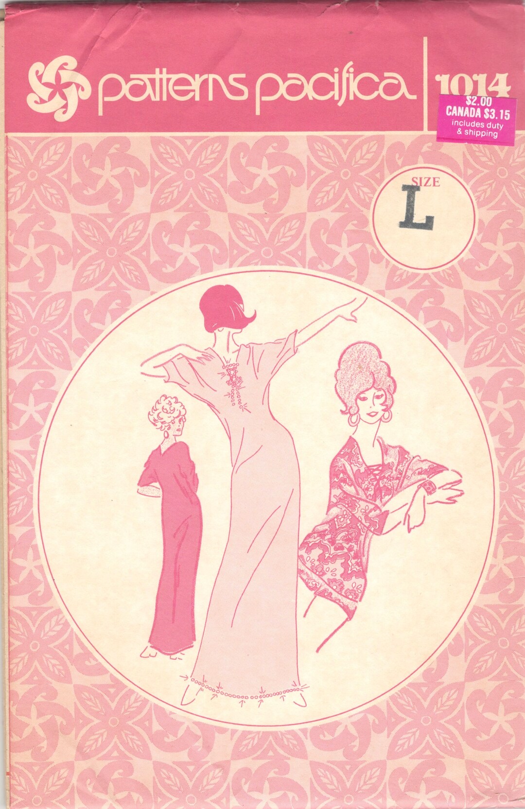 Patterns Pacifica 1014 1970s Misses Kimono Sleeve Aba and Hot Pants ...