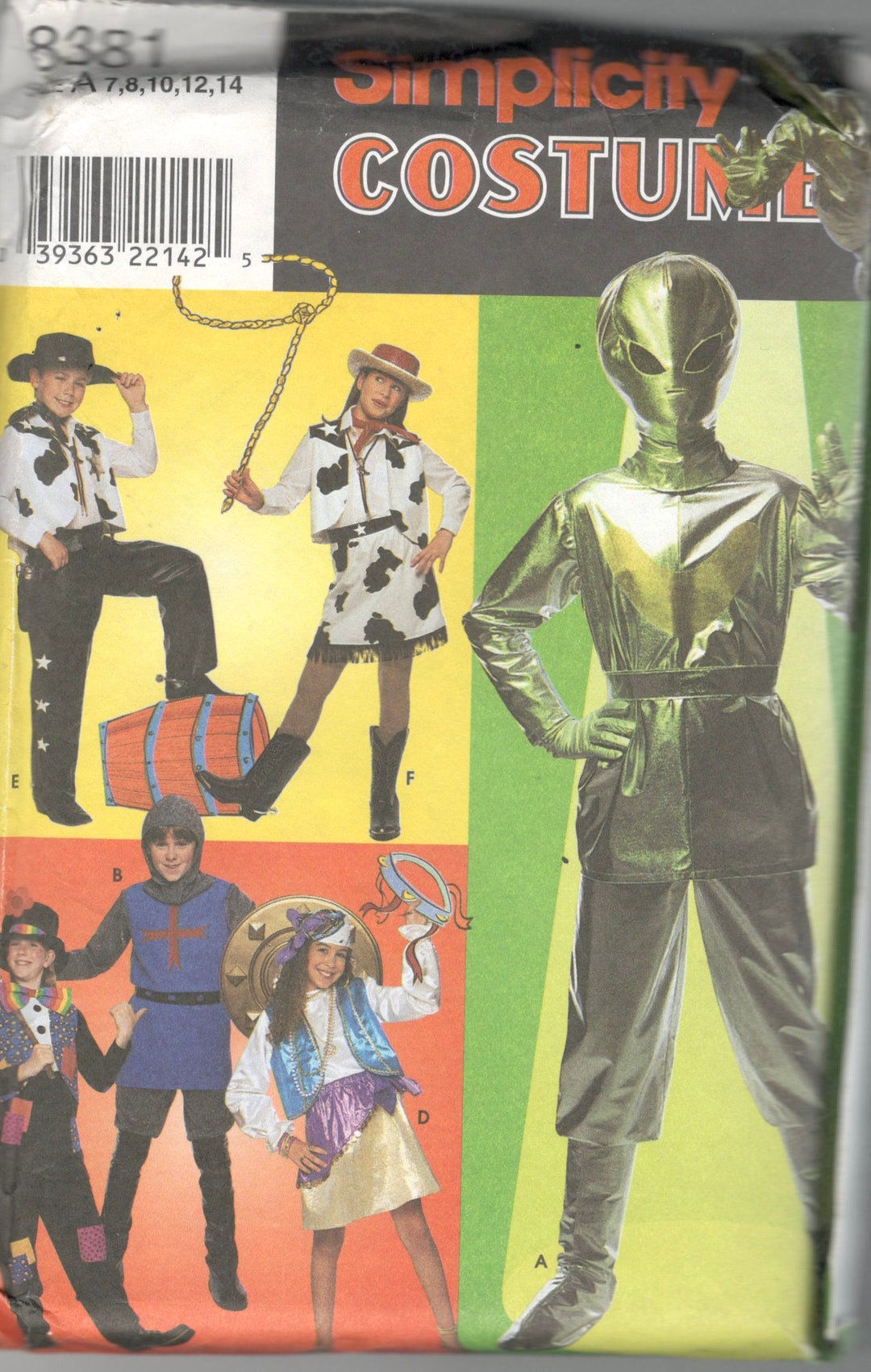 Simplicity 8381 5884 Childs Alien Cowboy Cowgirl Medieval Hobo Costume ...