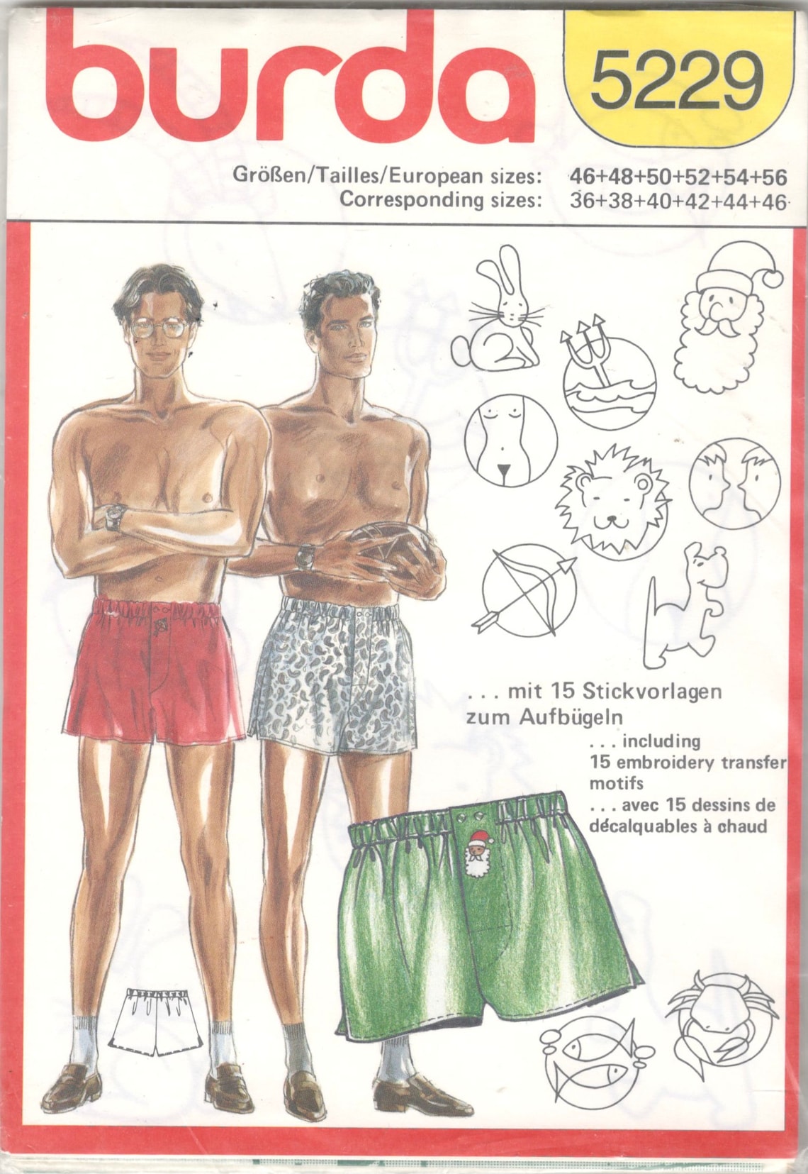 Burda 5229 Mens Easy Boxer Shorts Pattern 15 Embroidery - Etsy
