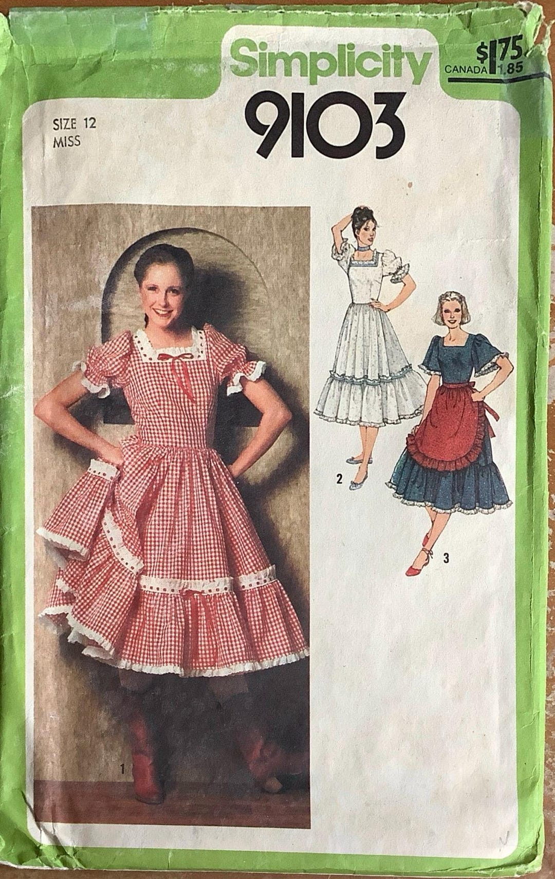 Simplicity 9103 Misses Country Dress and Apron Pattern Bottom Ruffle ...