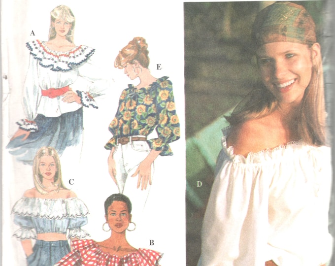 Simplicity 9582 Misses off Shoulder Peasant BLOUSE Pullover Cropped ...