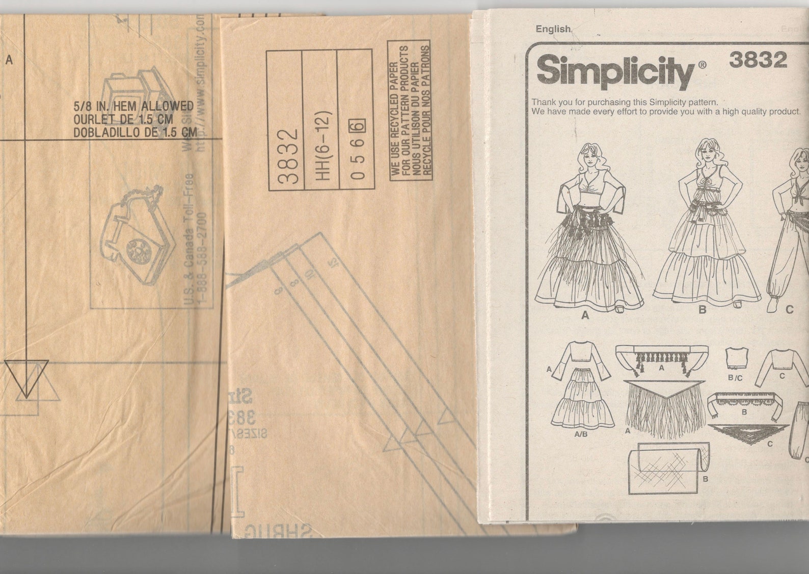 Simplicity 3832 Belly Dancing Costume Pattern Dance Studio - Etsy