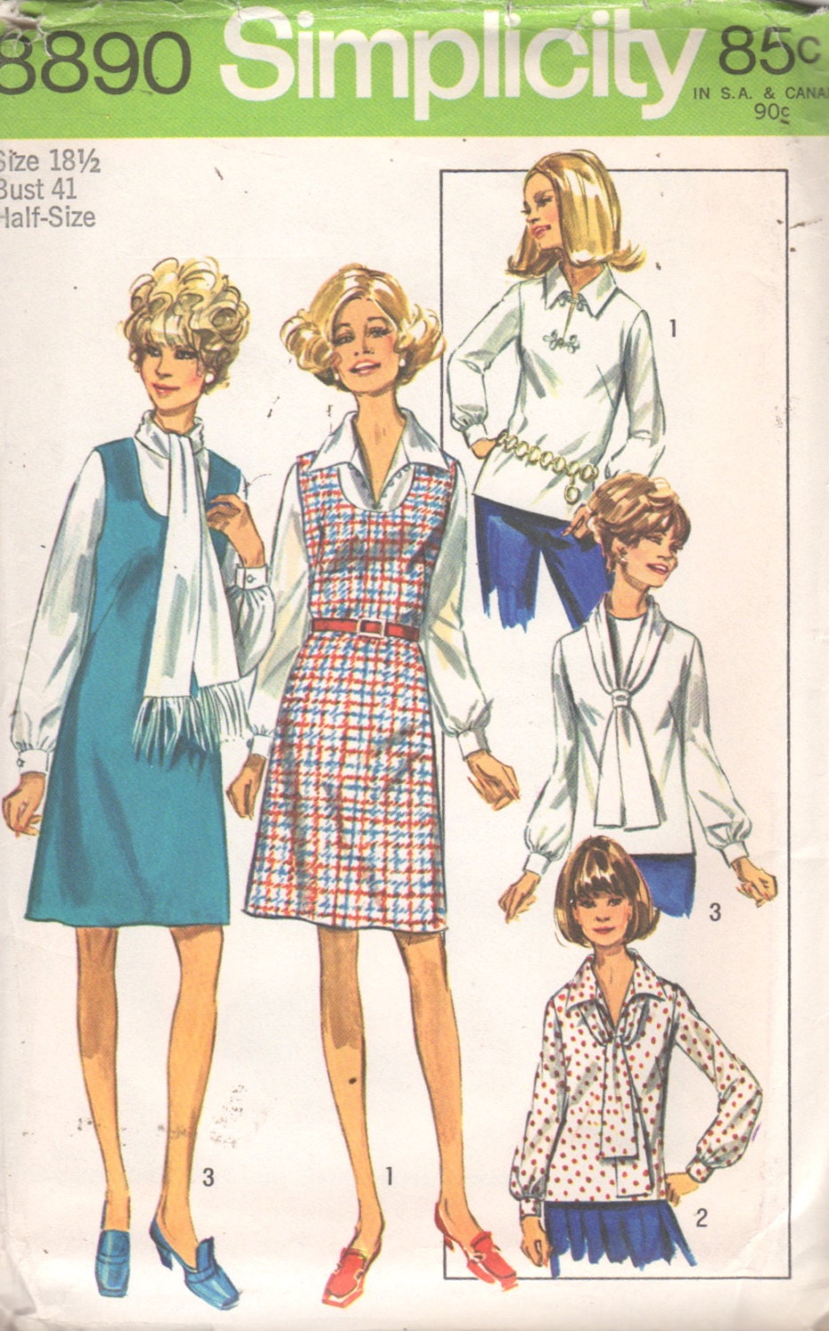 Simplicity 8890 1970s Misses Half Size Scoop Neck Jumper | Etsy