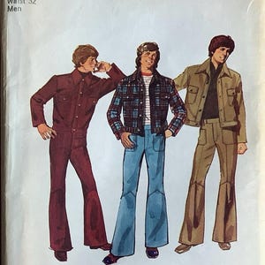 Simplicity 5195 Mens Western Style Jean Jacket and Pants Pattern Bell ...
